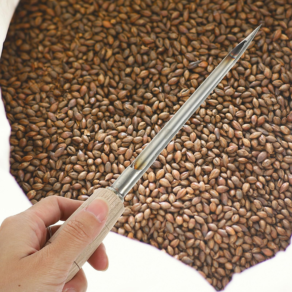 Baluue 4pcs Grain Sampler Metal Detector Turnicate Kit Outdoor Tools Grain Detector Probe Closed Sampling Agriculture Powder Sampler Stainless Steel Rice Sampler to Rotate Food