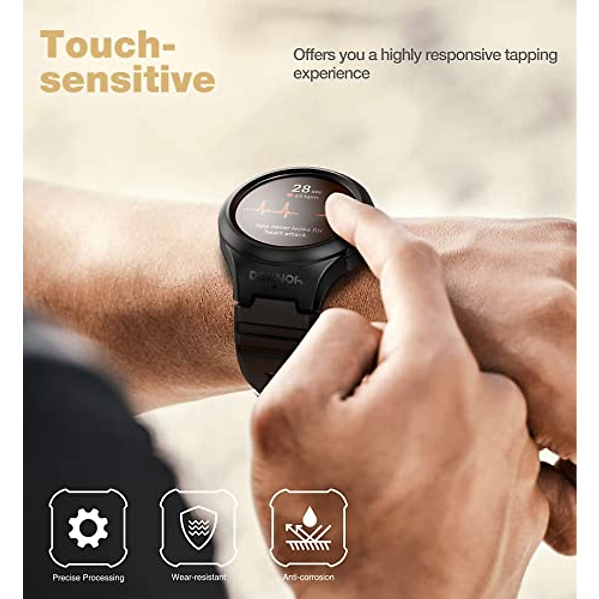 Dexnor for Galaxy Watch 4,Galaxy Watch 5 Case with Band 44mm,[Built-in Adjustable Band & Screen Protector] Rugged Military Grade Shockproof Cover with Band for Samsung Watch 4/5-44mm Women Men-Black