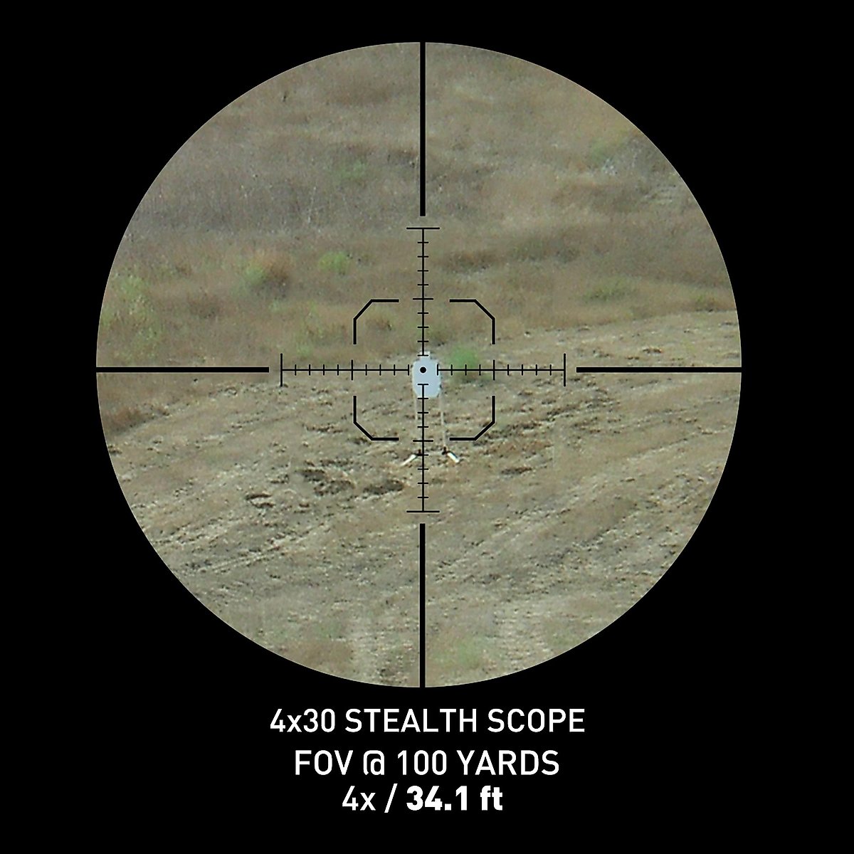 Monstrum Stealth 4x30 Fixed Magnification Scope | Black | MX1 Reticle
