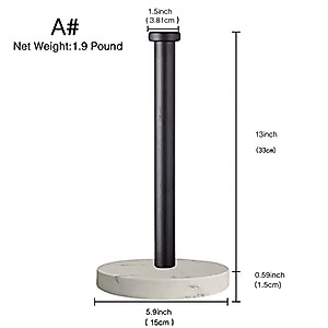 Paper Towel Holder Countertop, Standing Paper Towel Roll Holder for Kitchen Bathroom, with Weighted Marble Base for One-Handed Operation (Black), Black Paper Towel Holder, Marble Paper Towel Holder.…