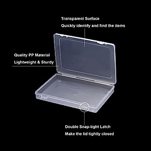 PATIKIL 9x6x1.2inch Clear Storage Box with Hinged Lid, 12Pack Plastic Stackable Rectangle Organizer Container for Beads Jewelry Small Items Art Craft Projects