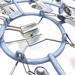 Stainless Steel Clothe Drying Rack Laundry Drip Hanger 24 Clip Metal Clothespins Round Underwear Lingerie Sock Hat Boot Large Heavy Duty Portable Indoor Outdoor Baby Wet and Dry Dryer (24 Round)