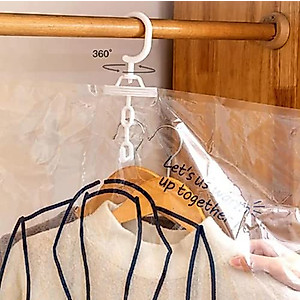 JISAAN Hanging Compressible Storage Bag,Vacuum Storage Bags,Clear Clothing Storage Bags,Reusable Space Saver Bags,Storage Bags for Home and Closet Organization (2M+2L)
