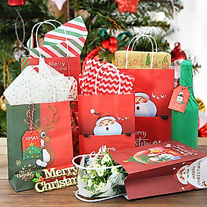 Christmas Tissue Paper for Gift Wrapping Bags, Colored Tissue Paper Christmas, 60 Sheets 20 x 20 Inches Per Sheet 12 Designs 5 Sheets Each Design for Gift Wrapping, Xmas Wrapping Bags and Wine Bottles