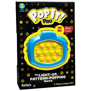 Pop It! Pro - The Original Light Up, Pattern Popping, Pop It! Game from Buffalo Games,Blue and Yellow