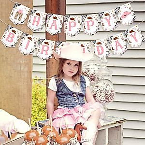 Cowgirl Happy Birthday Banner, Pink First Rodeo Party Decorations, Western Cowgirl Birthday Banner, Cowgirl Themed Party Supplies