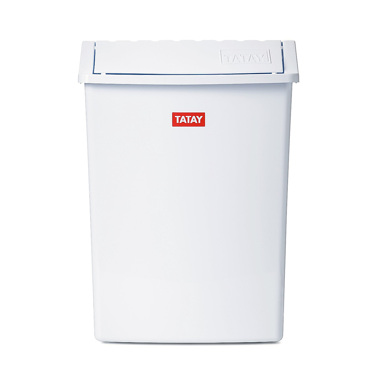 TATAY Trash Bin with Swinging Flap, 49 L, Polypropylene, White, One Size