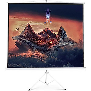 Safstar 100" Tripod Projection Screen, Portable Tripod Floor Stand Manual Pull up Home Theater Office Presentation Projector Screen 87" x 49" Viewing Area