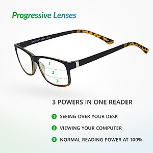 Select-A-Vision womens Optitek Tri Focus 2202 Black Reading Glasses, Black, 38 mm US