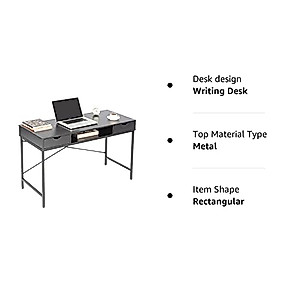 JJS 48' Writing Desk with Drawers, Contemporary Home Office Large Computer Laptop Workstation with Storage, Black