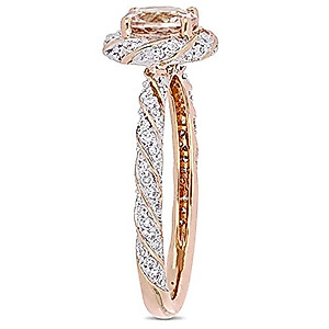 2 1/2 Ct Round Shape Simulated Pink Morganite & White Cubic Zirconia Twisted Wedding Engagement Ring In 14K Rose Gold Plated 925 Sterling Silver (2.50 Cttw) Ring Size - 4.5