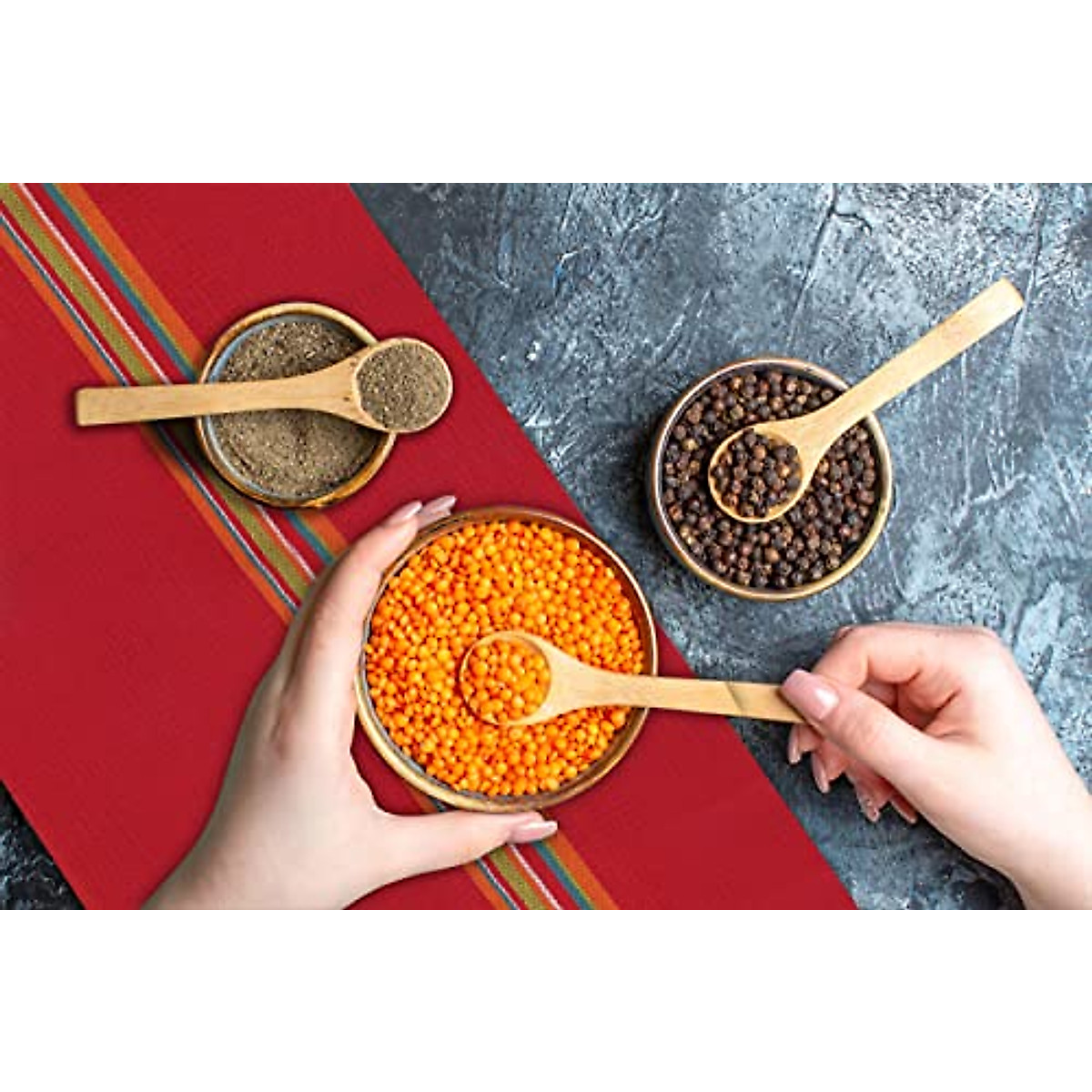 COTTON CRAFT Salsa Stripe Kitchen Towels - 12 Pack 100% Cotton Tea Dish Towels - Absorbent Reusable Low Lint Quick Dry - Multi Purpose Cooking Drying Restaurant Bar Cleaning Cloth Napkin - 16x28 Multi