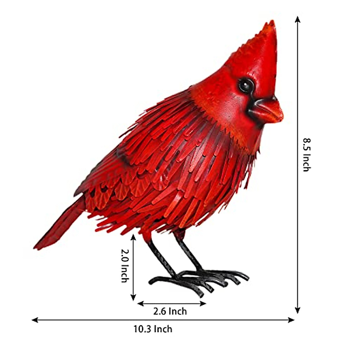 haitianxin Metal Cardinal Garden Decor Outdoor, Creative Large Red Bird Statue Yard Ornament, Cardinal Garden Decorations Yard Art for Patio Lawn Pathway Courtyard Vacation Holiday Collectible
