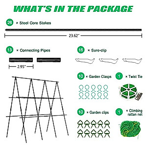 DoCred Cucumber Trellis, A Frame Trellis Metal Garden Trellis for Climbing Plant Cucumber, Flowers, Melon, Vegetables