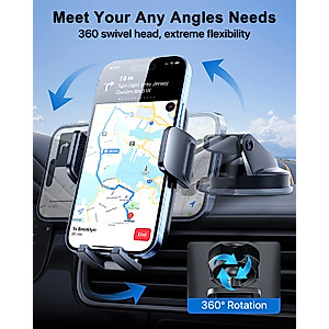 【Big Phones & Thick Case Friendly】 Universal Dashboard Phone Holder for Car, Cell Phone Holder for Car with Air Vent Clip Hands Free Clamp Cradle fit for All Smartphone iPhone Series