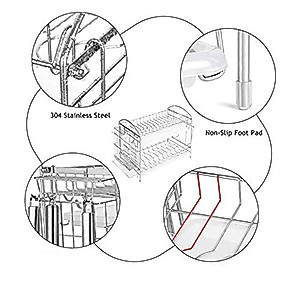 SDGH Stainless Steel Dish Rack - Double-Layer Multi-Function Dish Rack Drain Rack