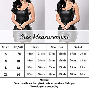 Women Latex Dress Sleeveless V-Neck Summer Clubwear Outfits Party Black Backless Leather Dresses Cosplay Fancy Lingerie Dress Forwomen(Black,XL)