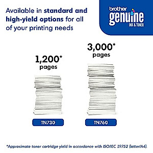 Brother Genuine Cartridge TN760 High Yield Black Toner,1 Pack