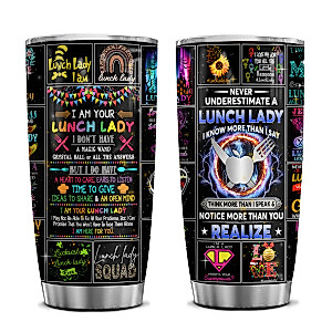 4LIEUBASMI Lunch Lady Tumbler 20 oz, Lunch Hero Day Mug Cup, Cafeteria Crew Appreciation Gift, Back to School or Christmas