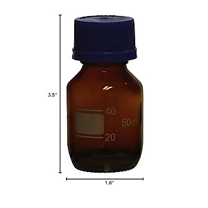 Karter Scientific 50ml Low Actinic, Amber, Glass Round Media Storage Bottle with Screw Cap, 254G2 (Pack of 2)