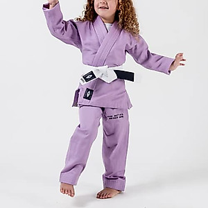 Maeda Red Label 3.0 Kid's Jiu Jitsu Gi (Free White Belt) - 100% IBJJF legal, M2, Purple