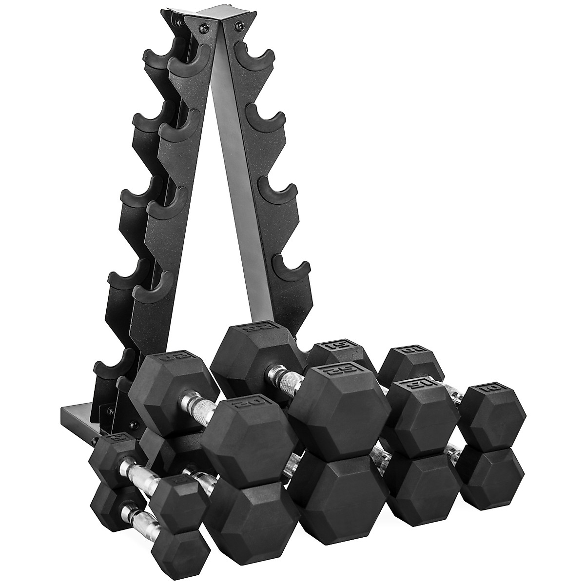 CAP Barbell 150-lb Hex Dumbbell Weight Set with Vertical Rack