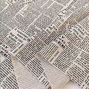 Sheicon Newspaper Printed Fabric by The Yard Cotton Linen Blend Material 60" Wide Decorative Fabric for DIY Crafts Projects Color Newspaper Brown Size 1 Yard