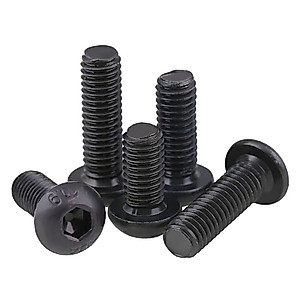 HanTof 125PCS Button Head Hex Socket Cap Screws Bolts, Black Grade 10.9 Alloy Steel, Metric M3 x 8/12/16/20/25mm Allen Head Hex Socket Drive Machine Screw Set with Hex Key, Fully Threaded Pitch: 0.5mm