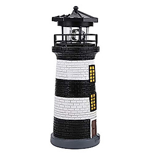 Naroote wosume Waterproof Easy to Install Automatic Rotating Light Rotating Lighthouse for Home(Black and White)