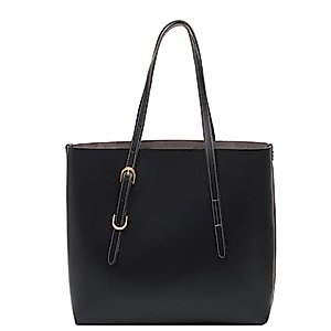 WPYYI Leather Bucket Composite Bags for Women Large Capacity Shoulder Bags Casual Tote (Color : Black, Size : 36x30cm)