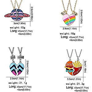 2 Pcs Friendship Pendant Necklace for Women 2-Split Best Friend Forever Necklace Funny Burger and Fries Statement Necklace Teen Girls Jewelry Birthday Gifts Gold Moon Pendant (as show, One Size)