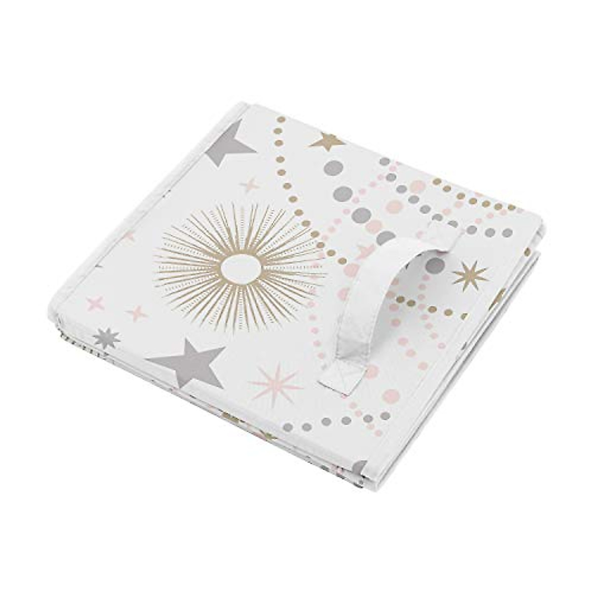 Sweet Jojo Designs Blush Pink, Gold and Grey Star and Moon Girl Baby Nursery or Kids Room Small Fabric Toy Bin Storage Box Chest for Celestial Collection