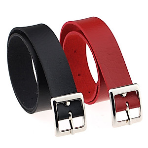 FM FM42 Red PU Simulated Leather Silver-tone Buckle Adjustable Belt Collar Choker Necklace PN1142