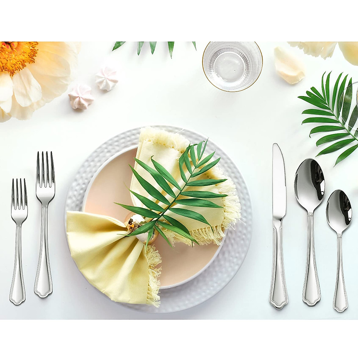 HaWare 60-Piece Silverware Set for 12, Stainless Steel Flatware Cutlery Eating Utensils, Modern Design with Crown Edges for Home Kitchen Hotel, with Knives Forks Spoons, Dishwasher Safe