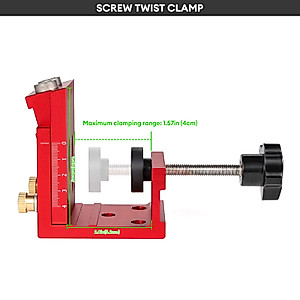 Newruiheng Pocket Hole Jig Tool Kit for Carpentry, Pocket Hole Drill Guide Jig Set for 15° Angled Holes, Portable Wood Pocket Hole Screw Clamp System for Woodworking (Red)
