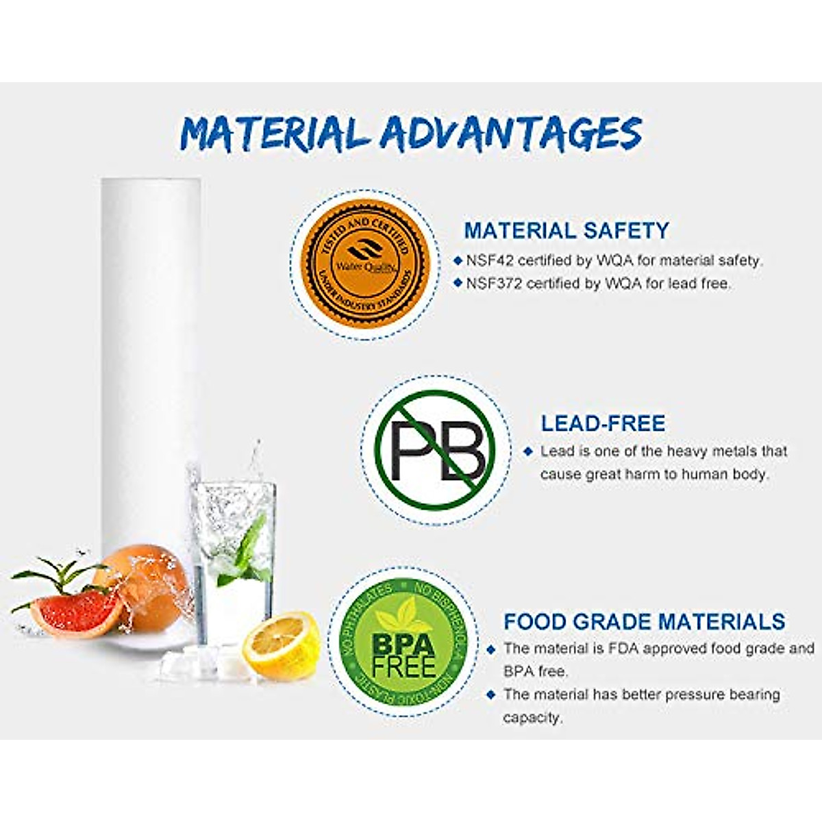 20" x 4.5" Full Flow CTO Carbon Block & Sediment Replacement Filter Cartridges Combo Set | Whole House Filters