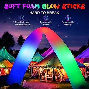 HONLYNE46 PCS Foam Glow Sticks with 3 Modes Colorful Flashing, Foam Light Up Sticks, LED Light Sticks, Glow Sticks Party Pack for New Year, Wedding, Raves, Concert, Christmas