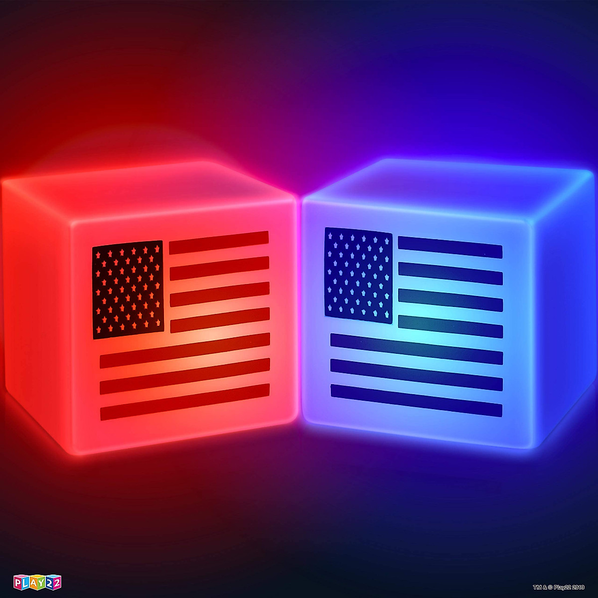 Play22 American Capture The Flag Glow in The Dark Game - Capture The Flag Game Up to 14 Players - Capture The Flag Set Includes 14 Bands, 16 Team Lights, 2 Flags - Great Outdoor Gift - Original