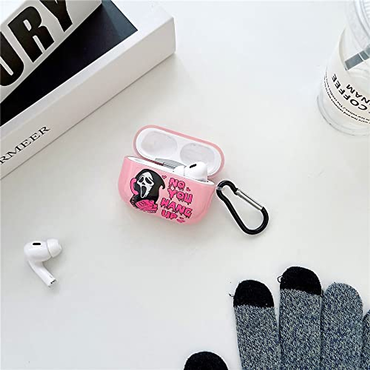 New Cartoon Screaming Ghost face Airpod pro Case 2nd Generation Case Cover for Funny Airpod pro 2 Skins Cool Horror Design Protective Cover（2023） (Pink Doctor)