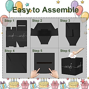 Black Card Box with Silver Foil Design Wedding Card Box Gift Cards Receiving Box for Party Graduation Bridal or Baby Showers, Raffle Ticket Box Money Box for Birthday Retirements Anniversaries