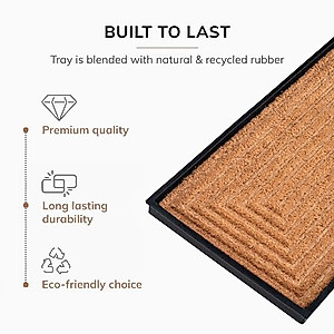 Anji Mountain AMB0BT4F-018 Black Rubber Boot/Shoe Tray with Coir, Fits 4 Pair (46.5" Wide), Rectangle Embossed Insert