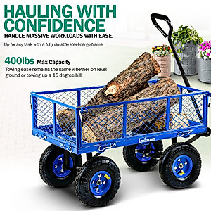 G Wood Chipper Shredder Mulcher Leaf Vacuum Kit & Landworks Lawn & Garden Utility Cart/Beach Wagon