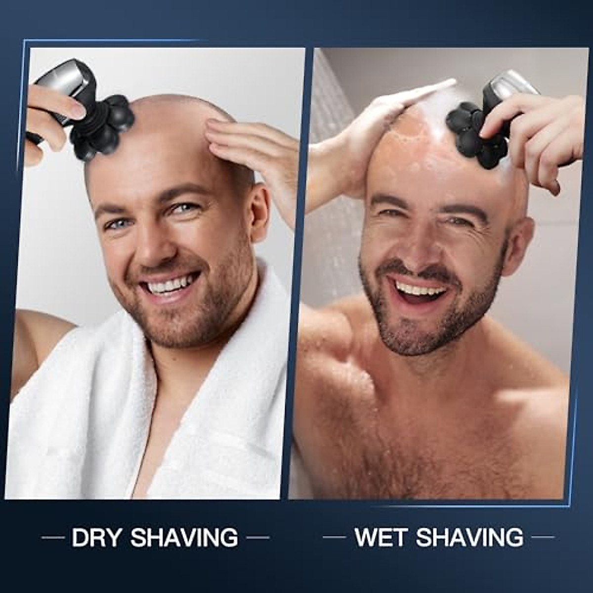 kensen 7D Head Shaver, 5 in 1 Bald Head Shavers for Men, Head Electric Razor with Nose Hair Sideburns Trimmer, Waterproof Wet/Dry Mens Grooming Kit, LED Display, USB Rechargeable, Gifts Travel Case