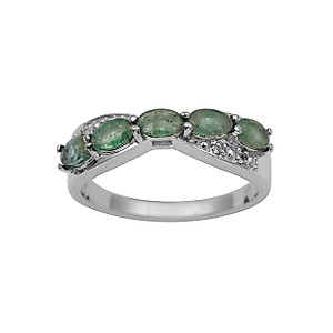 Shine Jewel Genuine Emerald 925 Silver Stacking Ring Half Eternity Wedding Stackable Band (10)