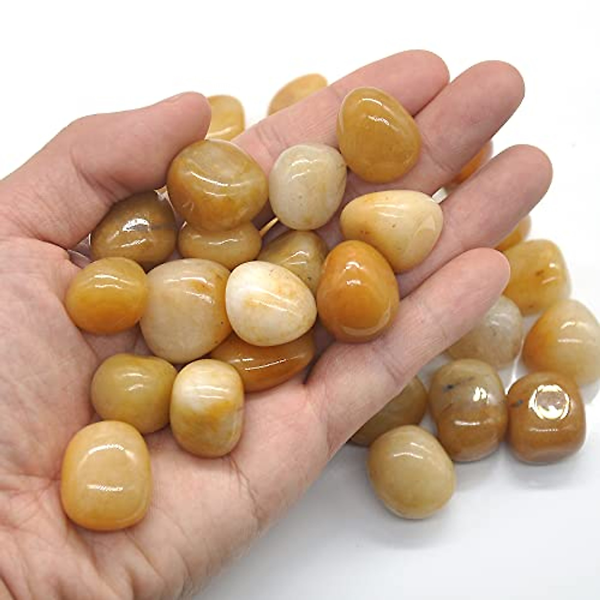PacuM Natural Yellow Jade Crystal Tumbled Bulk Specime Gemstones Gem Aquarium Decoration LUZONGYUYIN (Size : 200g)