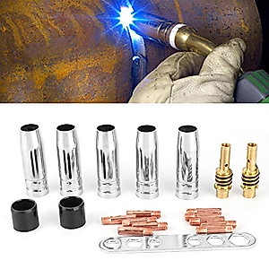 Welder Nozzle,20Pcs/Set 12mm 0.8mm Welder Nozzle Contact Welding Tip Fit Compatible with MAG/MIG/MB15/MB14 Burner