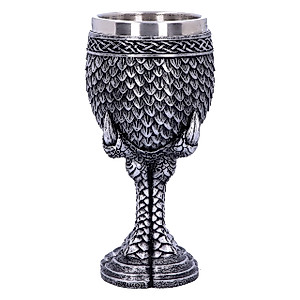 Nemesis Now U4708P9 Grey Scale Dragon Claw Goblet 16.7cm, Resin w. Stainless Steel