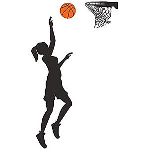 DNVEN Basketball Player Wall Decals Girl Basketball Wall Stickers Girls Basketball Decorations Basketball Murals Vinyl Removable Self Adhesive Wallpaper for Girls Rooms 13 x 41 inches