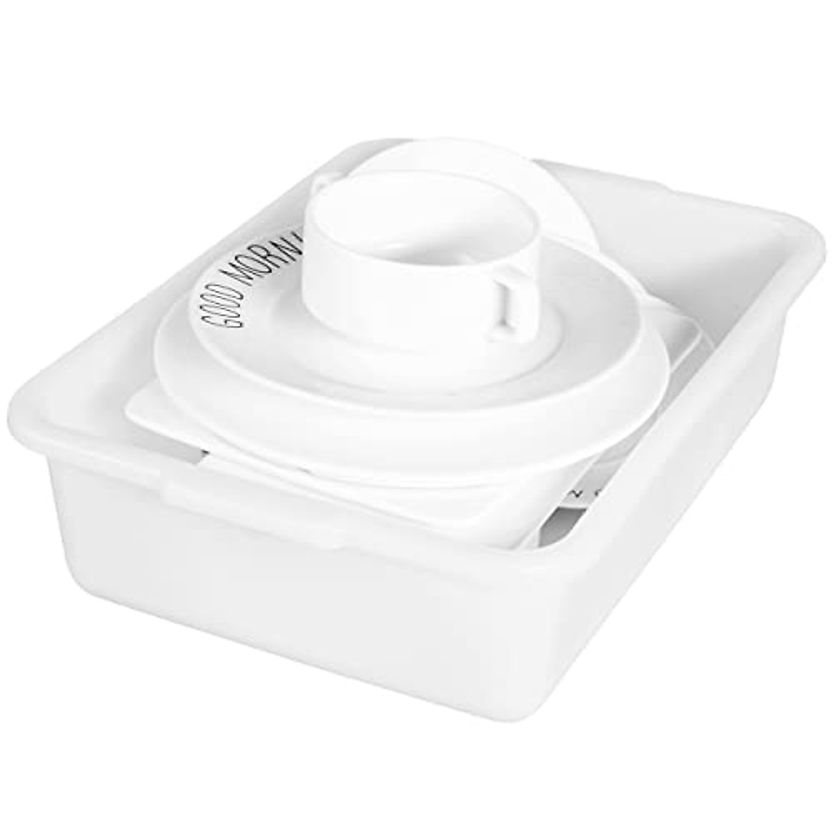 4-Pack Commercial Bus Tubs 8L, White Plastic Bus Box/Tote, Bus Wash Dish Basin Pans