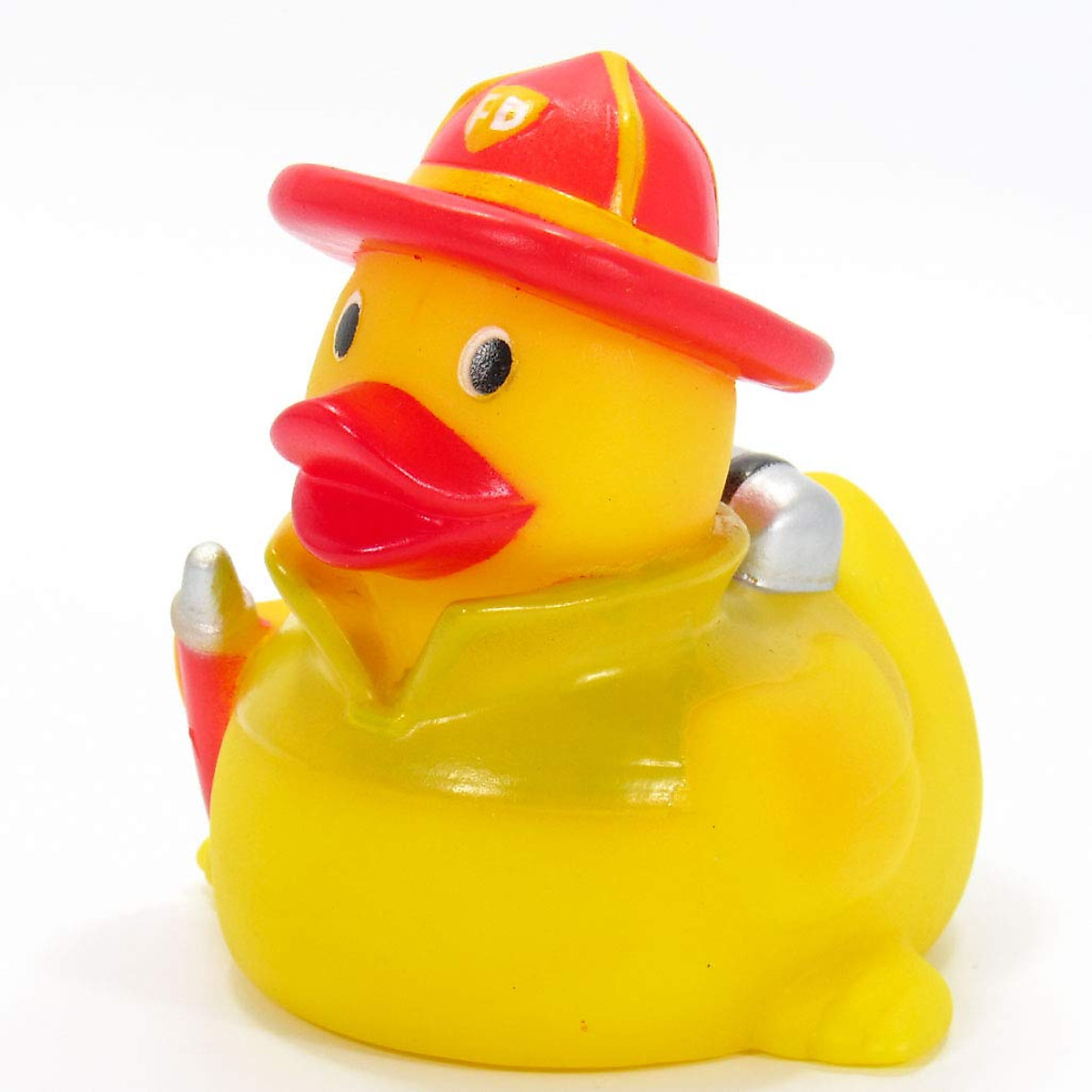 Ad Line Fireman Firefighter in Yellow Coat and Black Hat Rubber Duck First Responder Hero Bath Toy | Squeaker | Child Safe | Collectable